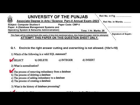 BA/BSC part 2 computer Solved Mcqs paper 2024 Punjab university||14 class computer 2023 solved ...
