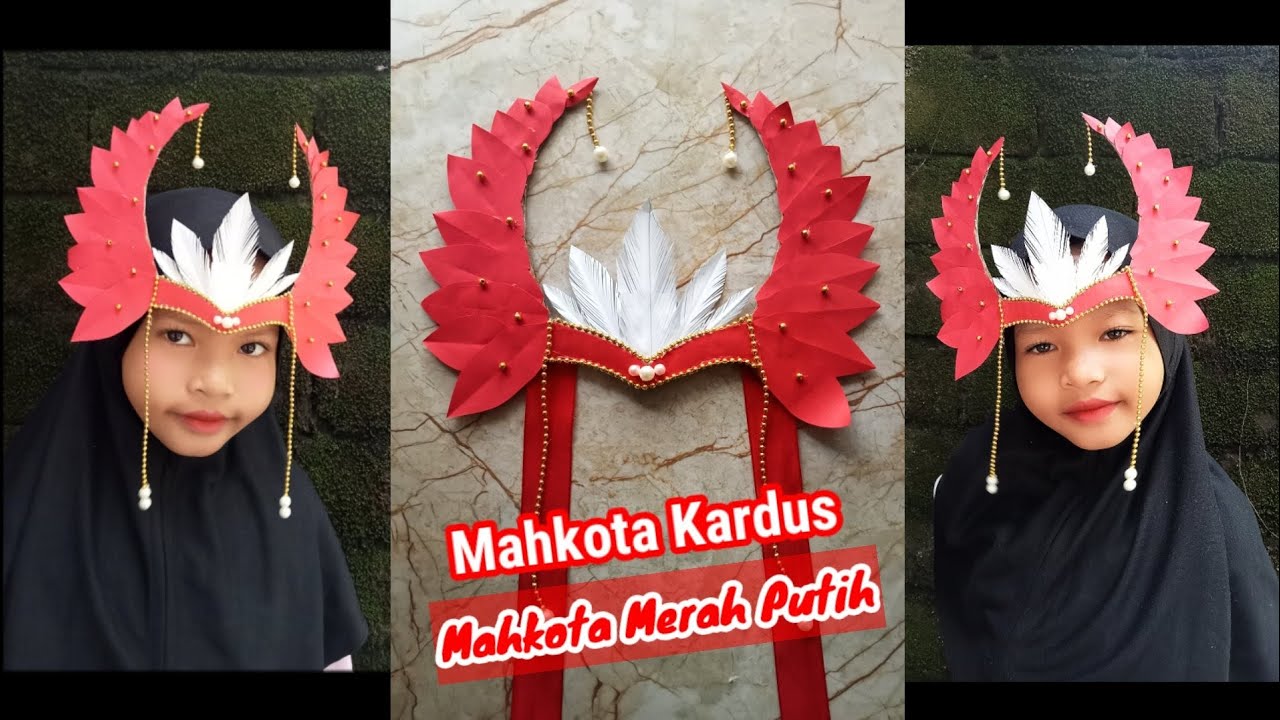 TOPI MAHKOTA MERAH PUTIH PELENGKAP KOSTUM KARNAVAL | MAHKOTA BURUNG ...