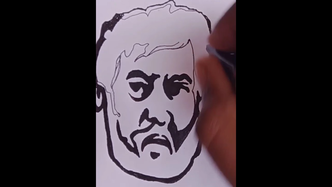Rajinikanth gari black and white sticker drawing. # shorts - YouTube