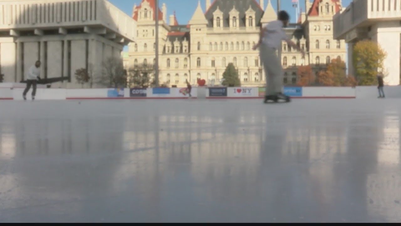 Skating rink opens at Empire State Plaza - YouTube