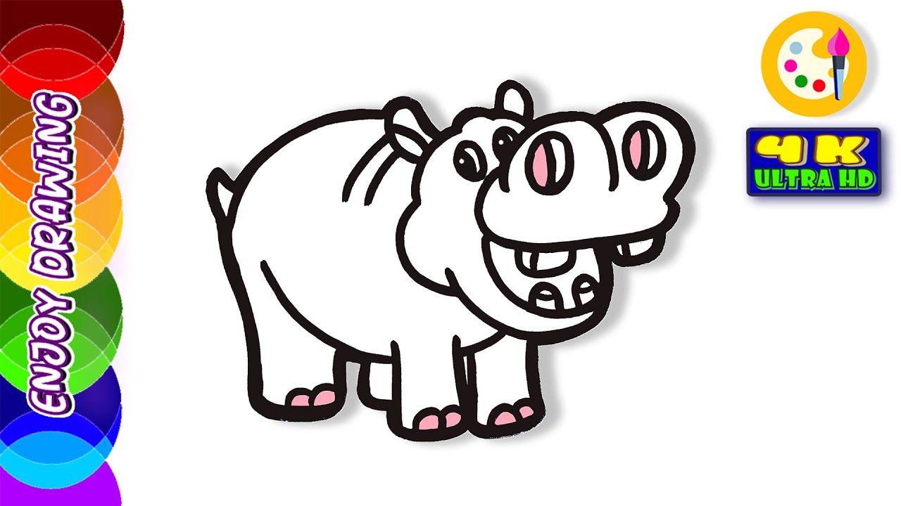 HIPPOPOTAMUS Drawing 🦛: How to Draw HIPPOPOTAMUS EASY for Beginners ...