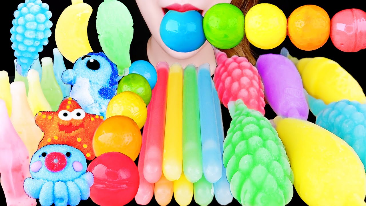 ASMR RAINBOW FOOD *FROZEN WAX BOTTLE CANDY, TIK TOK FRUIT JELLY ...