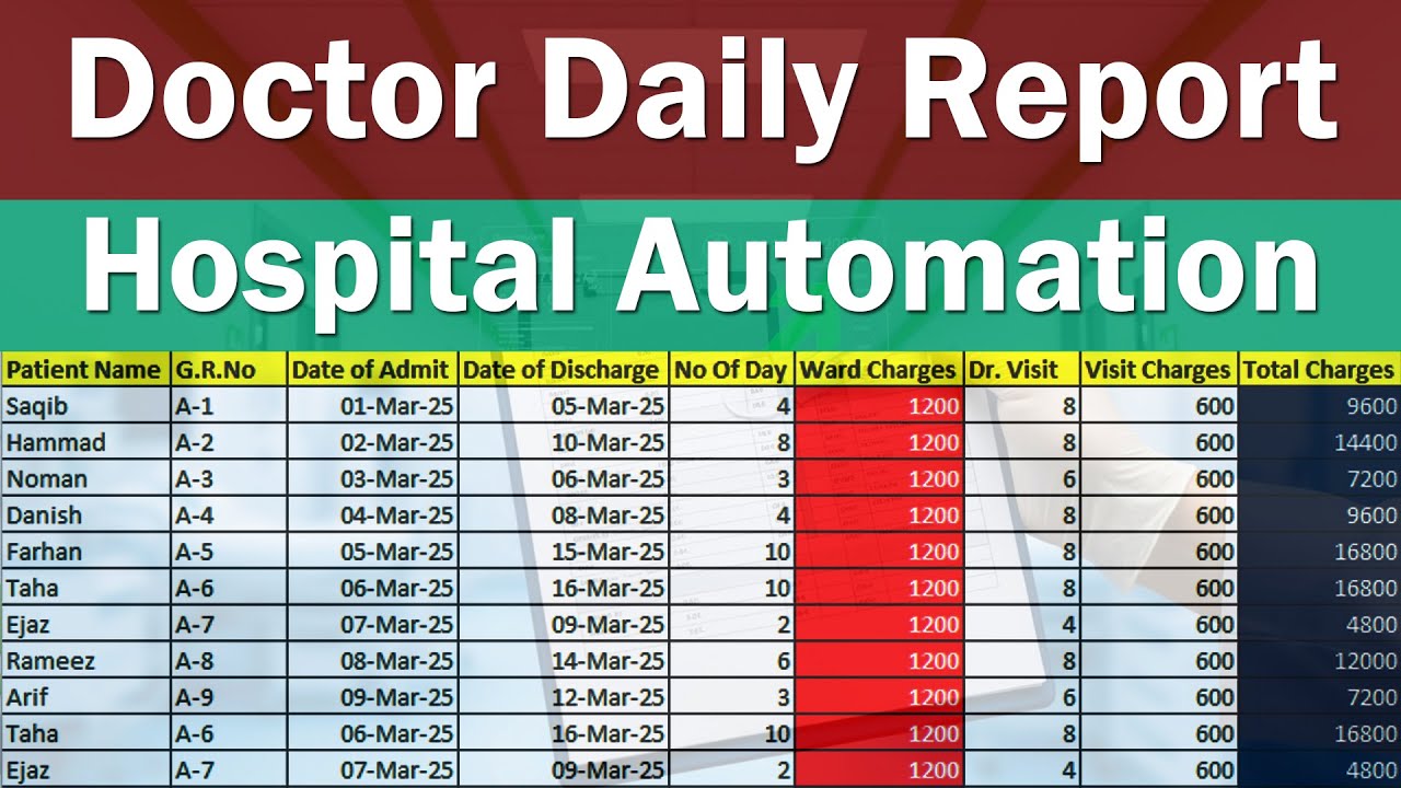 Excel Hospital Doctor Report | Excel Doctor's Daily Patient Reports ...