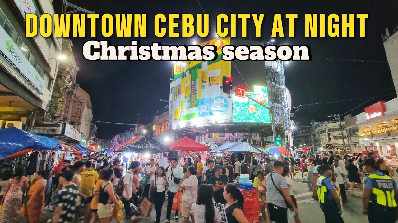 Cebu city Downtown at night. Christmas season updated walking tour ...