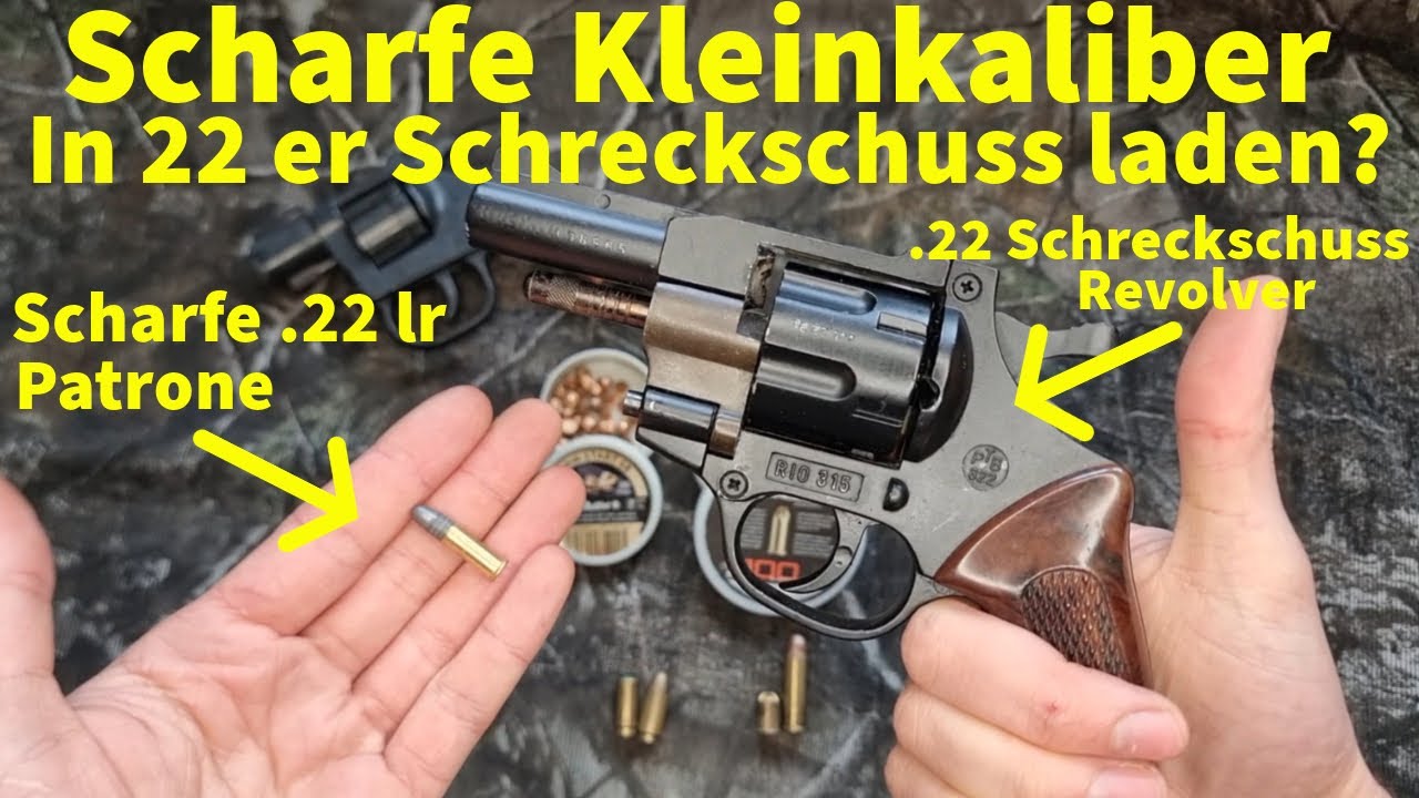 Scharfe .22lr Patrone in .22 Schreckschuss Revolver laden und schießen ...
