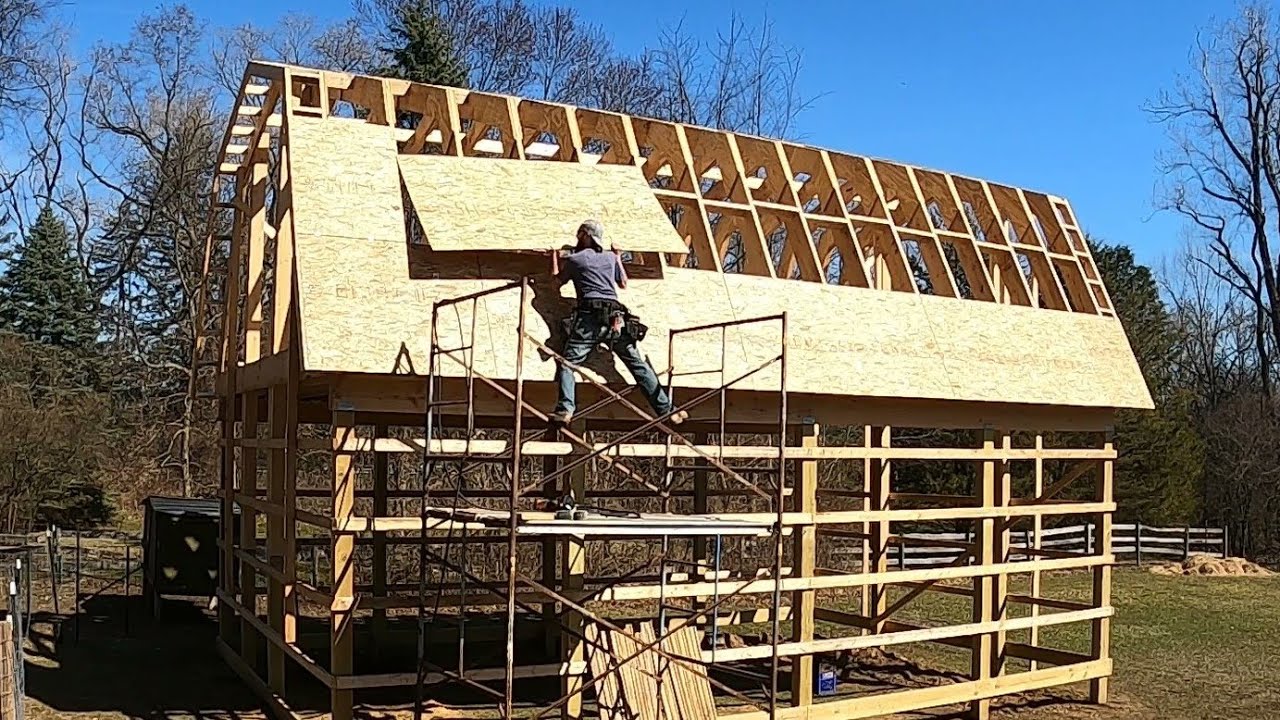Animal Barn - Part 10; Roof Sheathing and Underlayment - YouTube