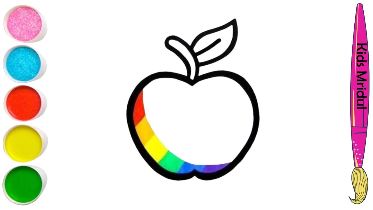 How To Draw Cute Rainbow Apple Drawing, Painting & Coloring For Kids ...