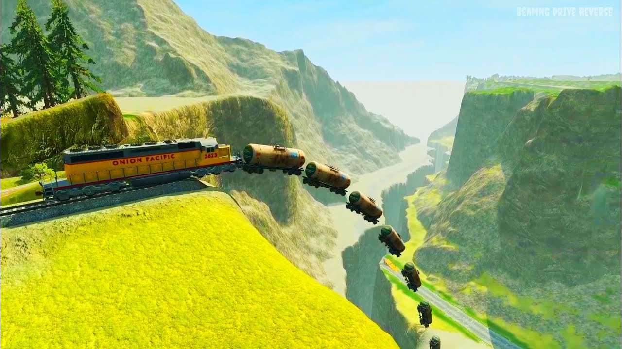 Locomotive 🚂 Train vs Cliff Crashes #1 - BeamNG Drive || Beamng drive ...
