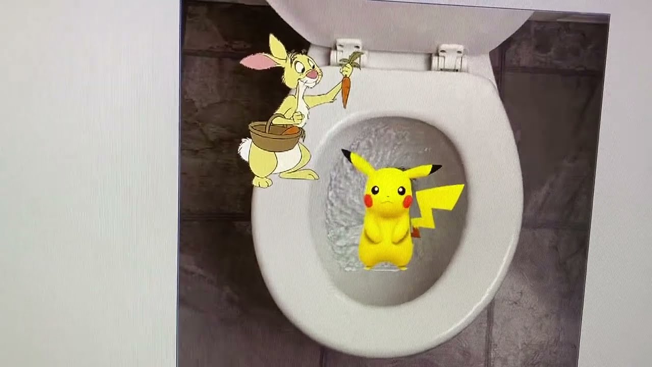 Rabbit flushes Pikachu down the toilet and gets grounded - YouTube