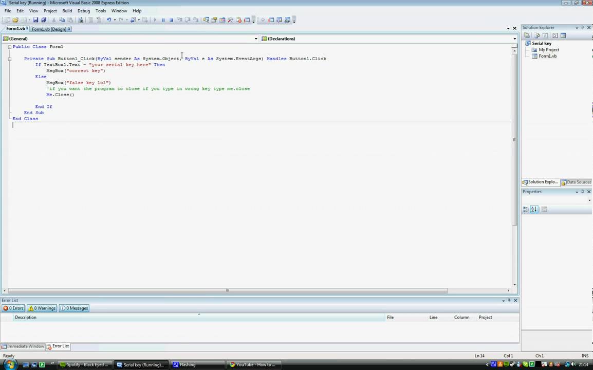How to make a program that asks for serial key ( VB 2008 ) - YouTube