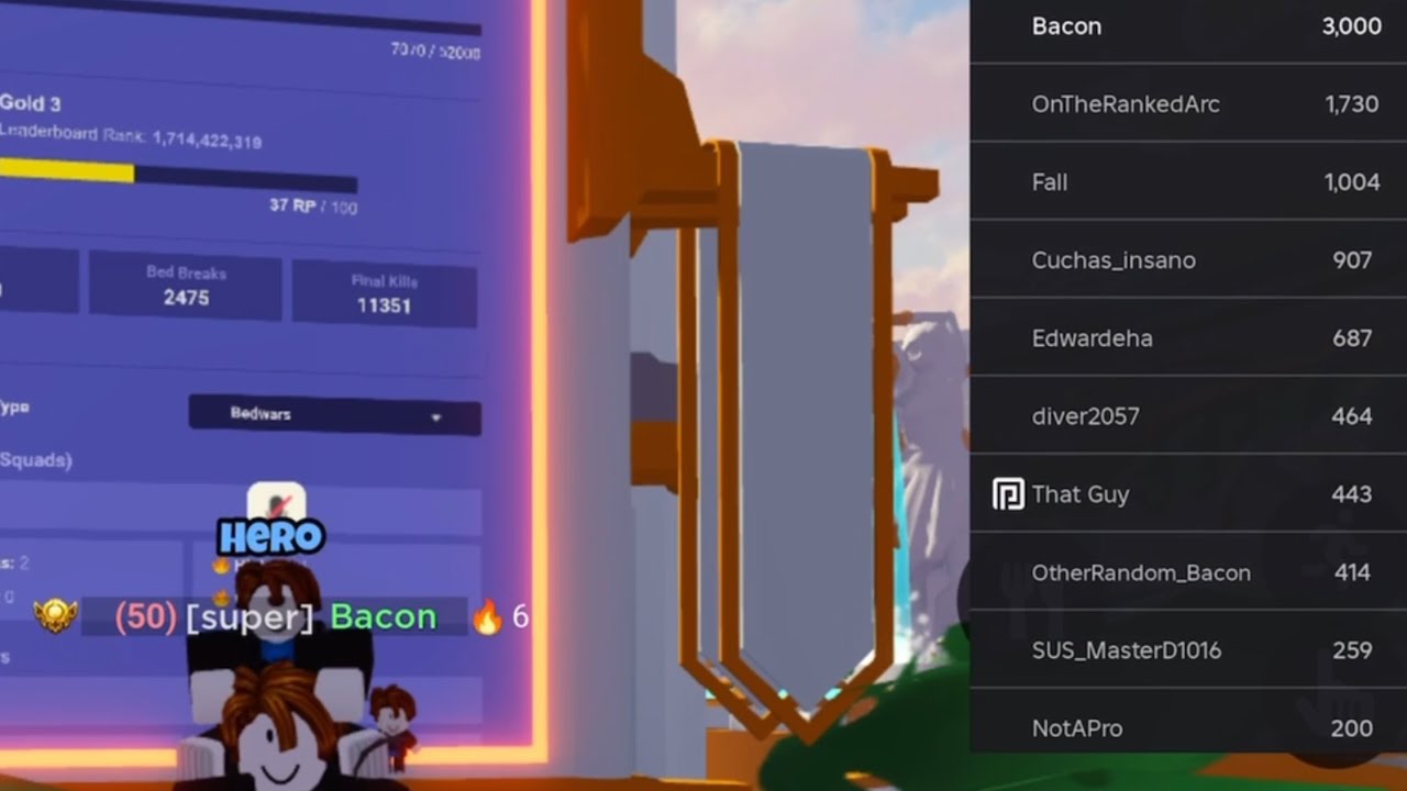 Reaching Level 50 And 3000 Wins Roblox Bedwars Youtube