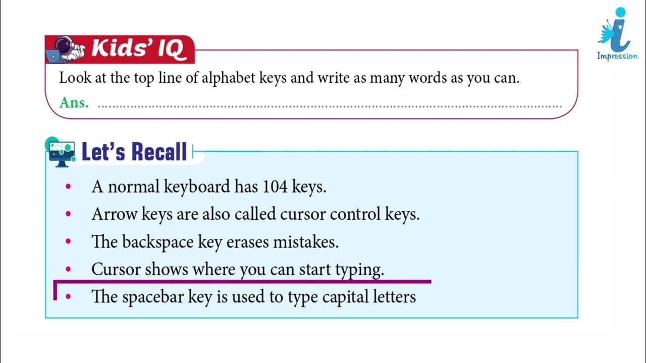 Computer Chapter - 4 Significance of Keys On a Keyboard | Impression Publication - YouTube