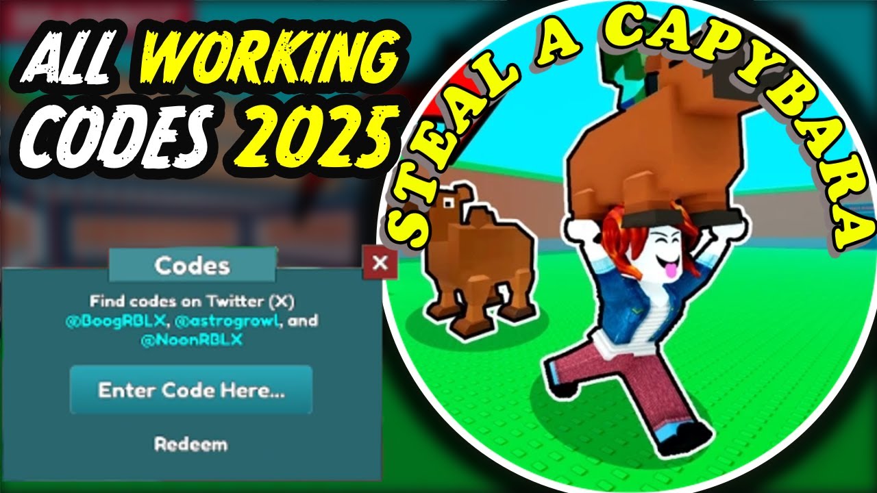 Steal a Capybara Codes June 2025 ⚠️New⚠️ ALL WORKING CODES Roblox Steal ...