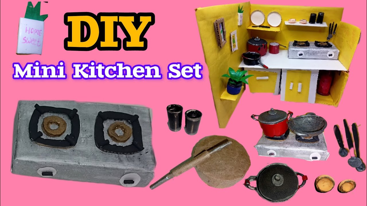 DIY Mini kitchen set #Kitchentoys# cute kitchen set making at home ...
