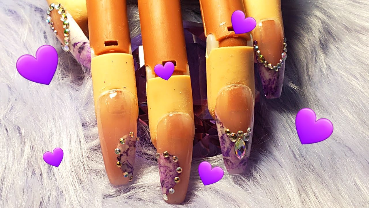 Mixing polygel with nail polish| Marbel nails with Polygel - YouTube