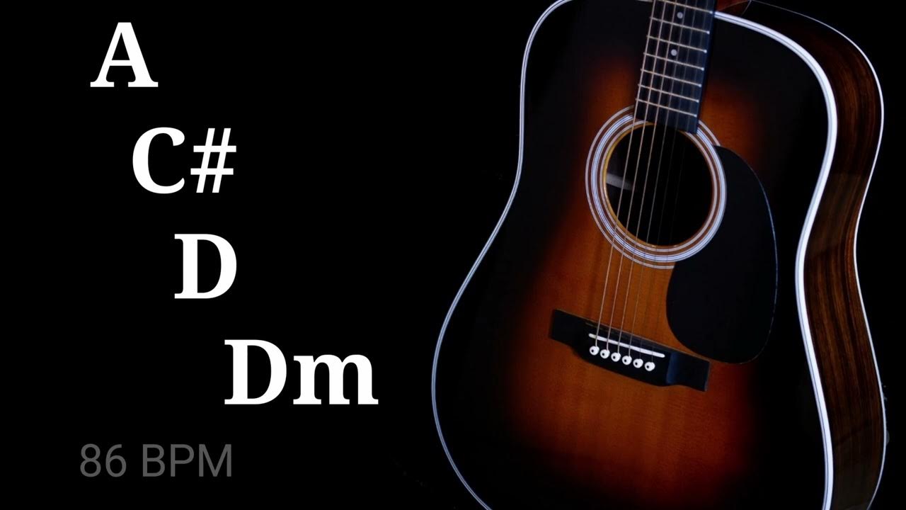 Acoustic Guitar Loop Strumming 86 BPM [ A C# D Dm ] - YouTube