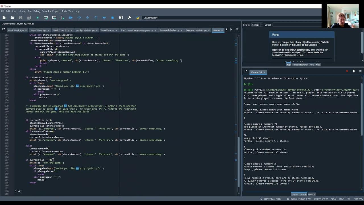 Demonstration Of Nim Game I Created This With Python Youtube