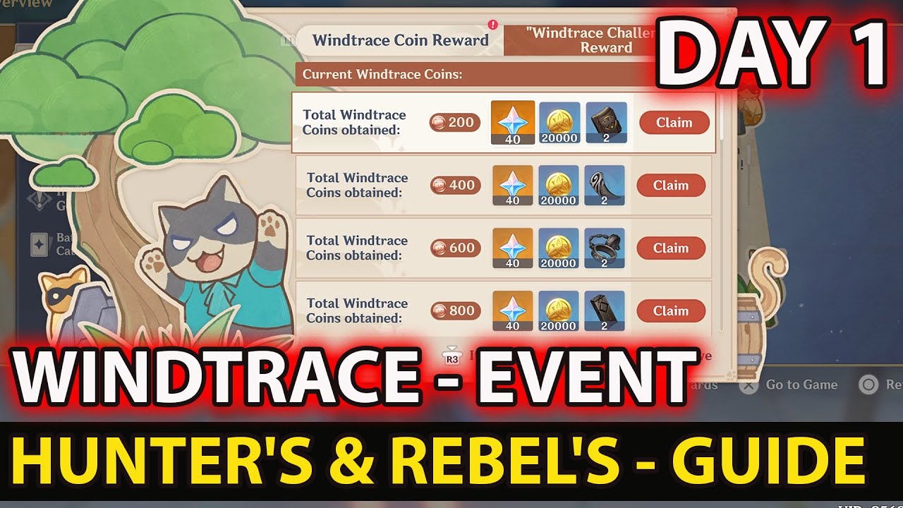 Windtrace Event - Day 1 Max Score 1200 Hunter's & Rebel's Guide - Genshin Impact - YouTube