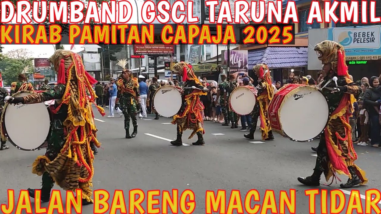 DRUMBAND GSCL AKMIL MAGELANG || ATRAKSI JALAN BARENG MACAN TIDAR BASS ...