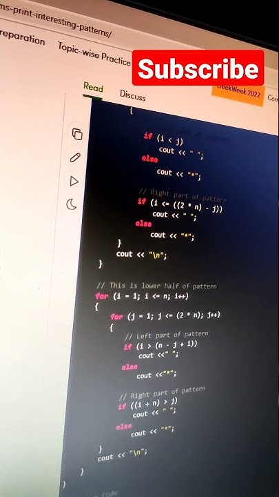 pattern in c++ greeksforgreek |#code #coding #cpp #gfg #short #language #pattern #shorts - YouTube