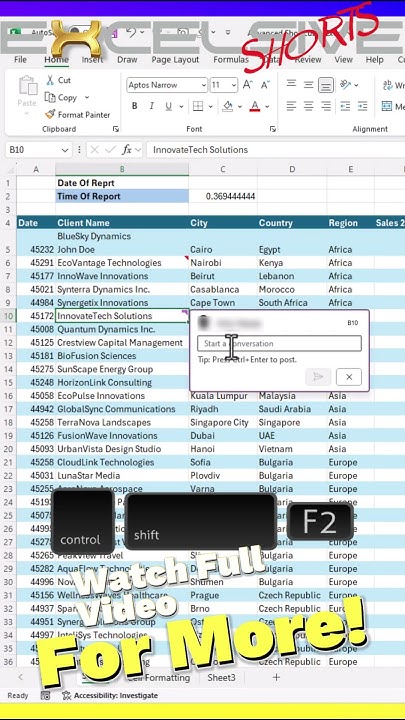 Chat Style Comments In Excel Yes Please Shortcut Included Excelfansonly Exceltips