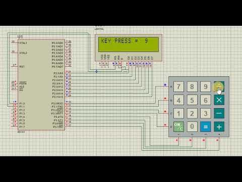 KEYPAD Key check on LCD screen Keypad check 8051 microcontroller with proteus - YouTube