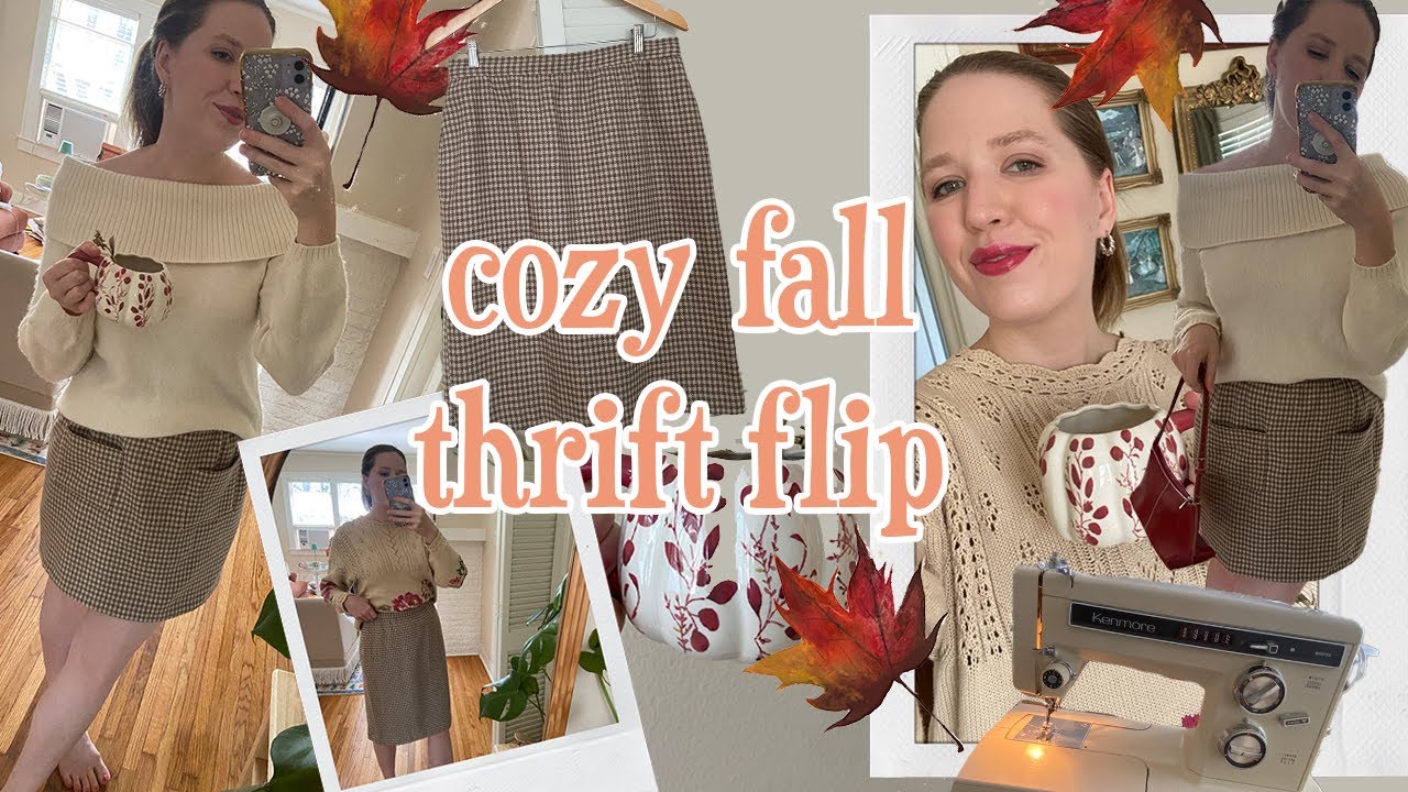 A COZY FALL THRIFT FLIP 🍂☕️🪡 Spend the Day Making a Fall Skirt With Me ...
