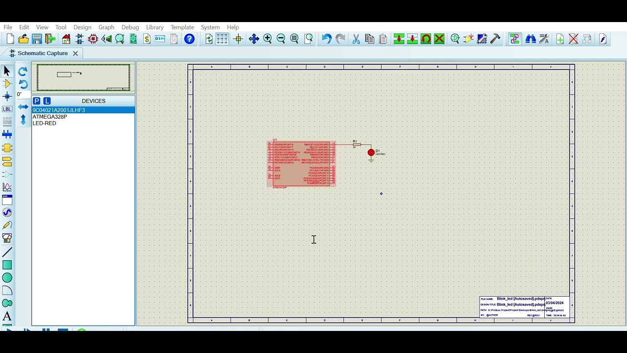 Blink led Autosaved Proteus 8 Professional Schematic Capture 2024 04 04 ...