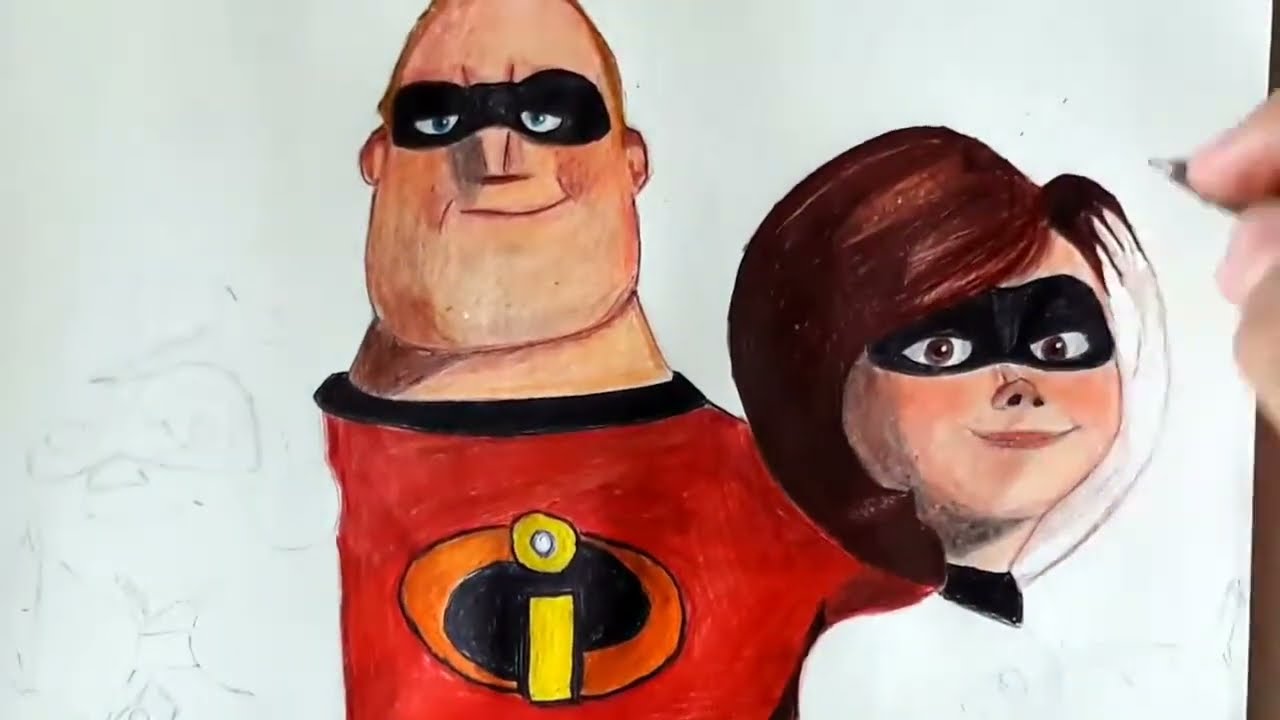 Incredibles 2 drawing colour pencils speed drawing Glove art - YouTube