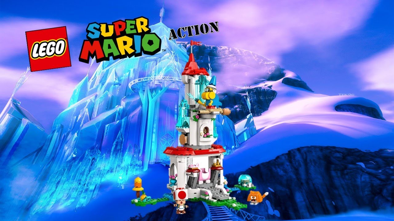 LEGO Super Mario Action Cat Peach Suit and Frozen Tower - YouTube