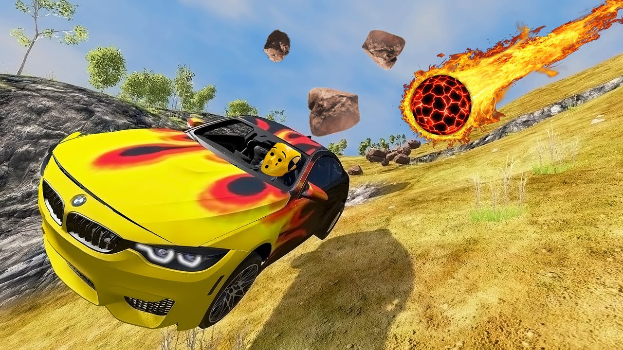 Beamng Drive - Meteor Shower | Cars vs Stones - YouTube