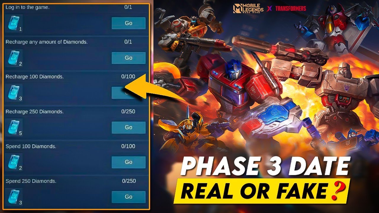 TRANSFORMERS PHASE 3 TRUE OR FAKE ?🤔 MLBB X TRANSFORMERS PHASE 3 DATE ?🔥 - YouTube