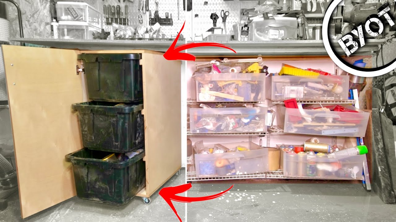 DIY Mobile Garage Cabinet - YouTube