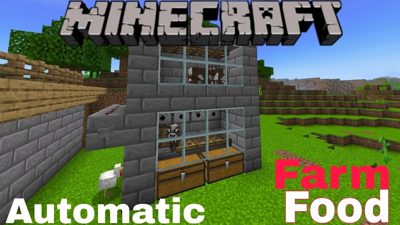I build automatic cow food farm in minecraft survival world - YouTube
