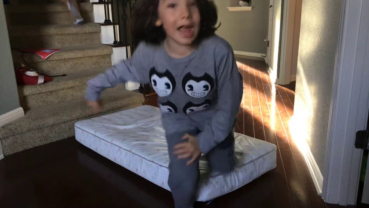Crazy Savage Boy and crBro jumping off stairs to mattres - YouTube