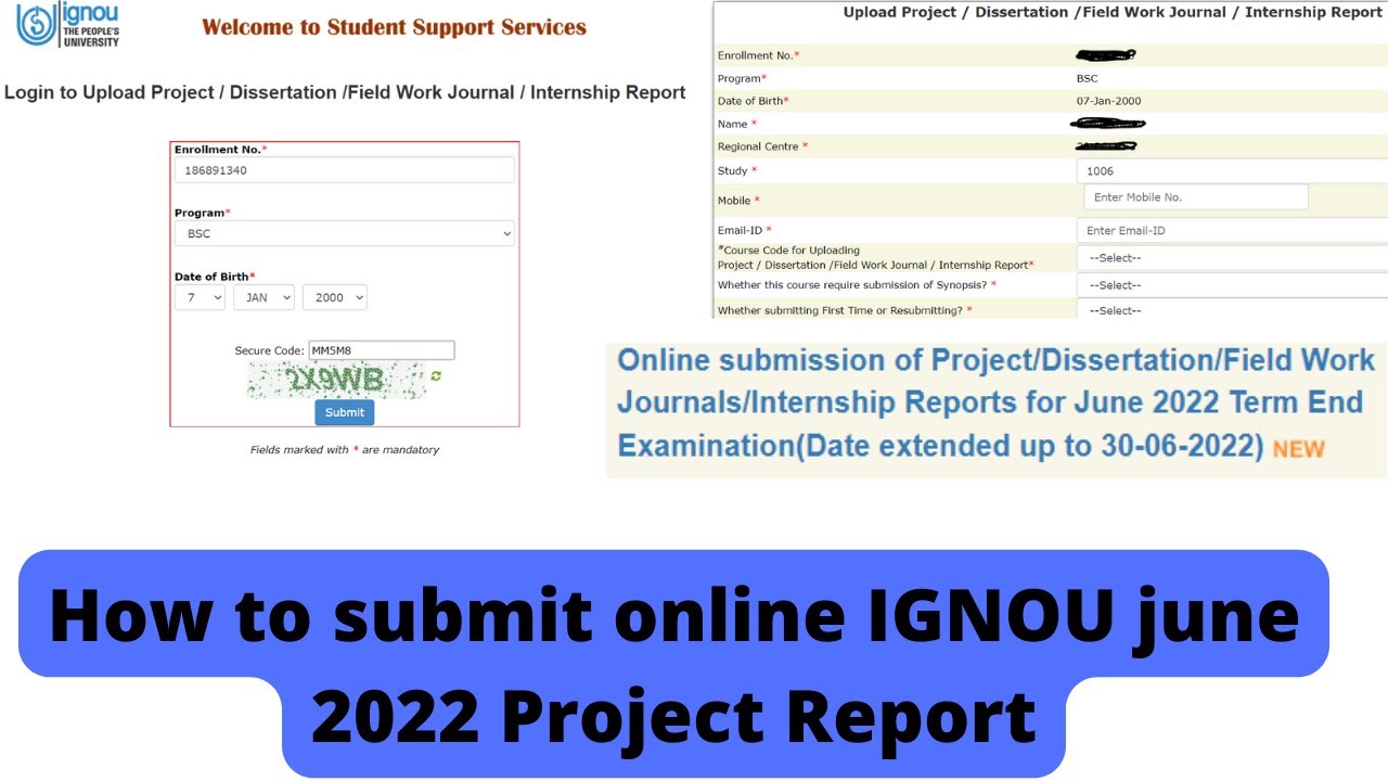 IGNOU Online Submission of Project and Reports | How to submit online ...