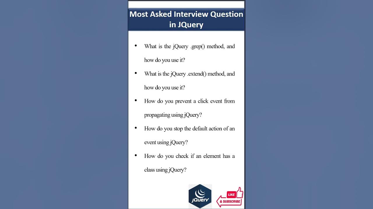 Top 5 Most Asked Jquery Interview Questions Jquery Jqueryinterviewquestions Youtube