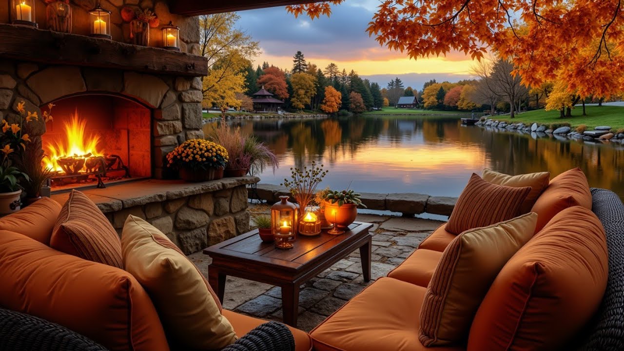 Fireside Jazz Piano Melodies ~ Autumn Sunset Chillout Music for ...