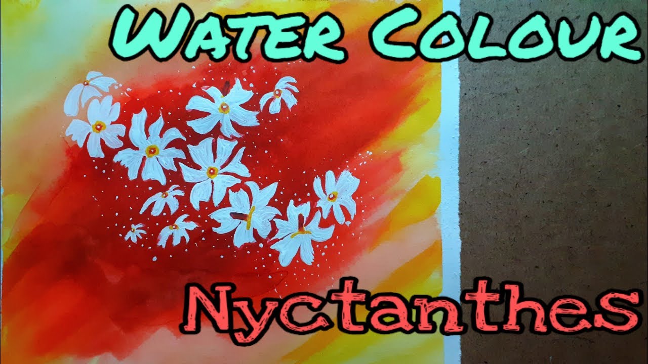 Nyctanthes|| shiuli flowers drawing step by step for beginners ||Water ...