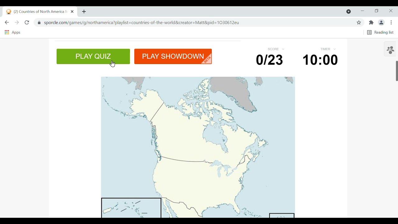Countries of North America Map Quiz - Sporcle - YouTube