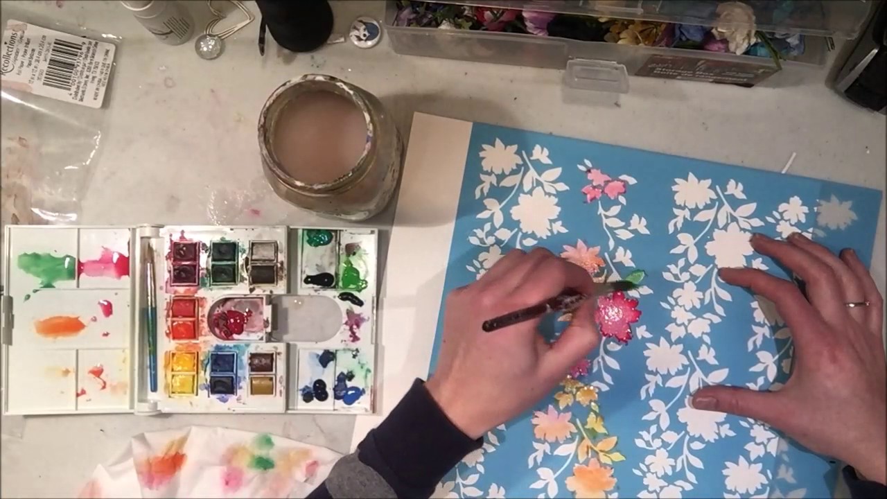 Watercolor stencil - YouTube