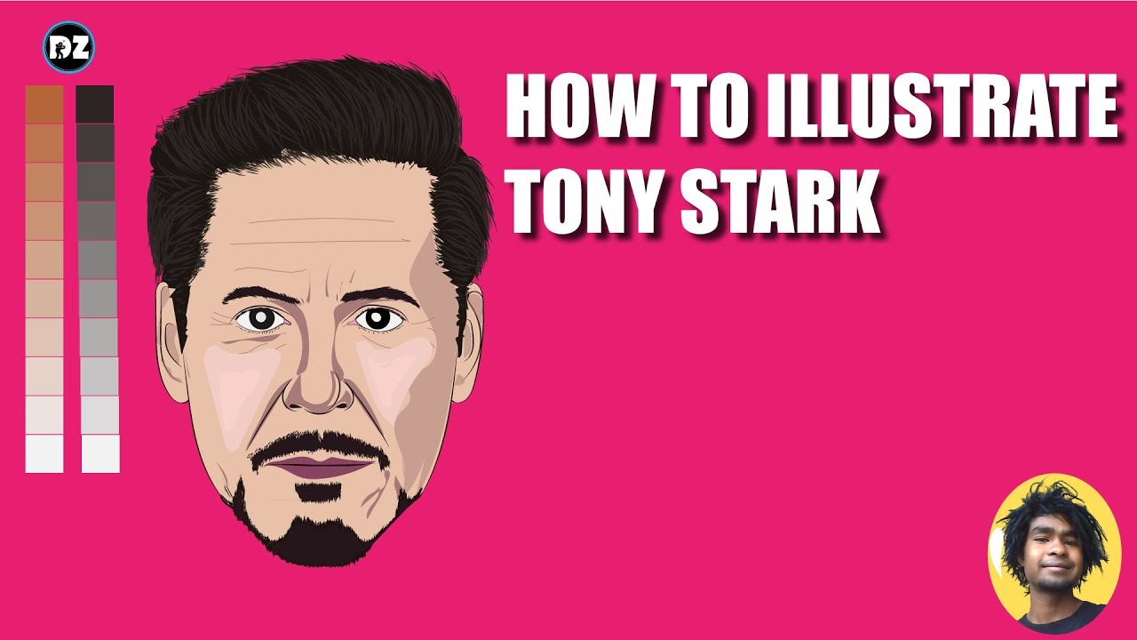 how to illustrate tony stark illustrator. #vectorart - YouTube