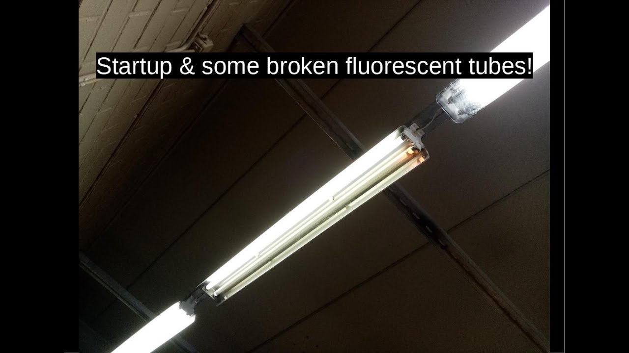Startup + some broken Philips fluorescent tubes 58w - YouTube
