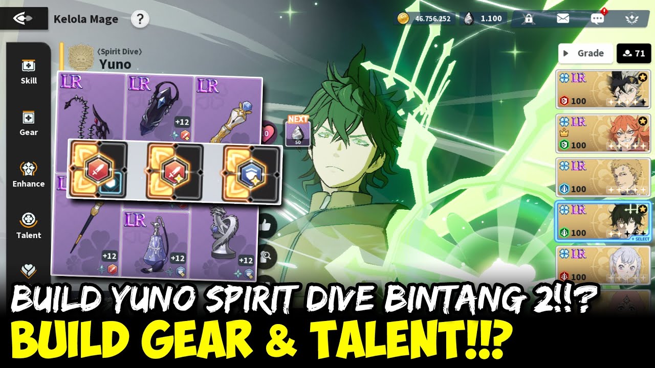 BUILD YUNO SPIRIT DIVE GEAR & TALENT!!? - BLACK CLOVER MOBILE - YouTube