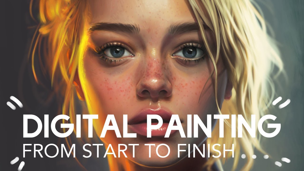 Digital Painting Portrait Process From Start to Finish - YouTube