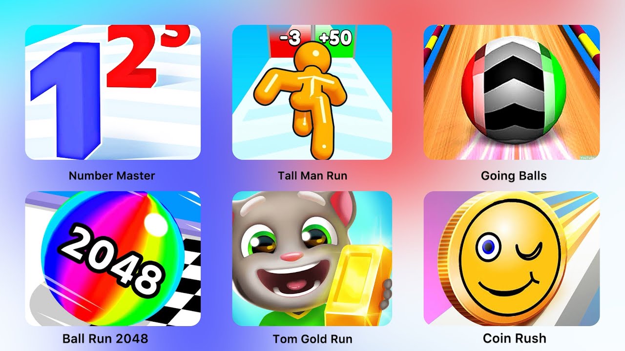 Number Master,Tall Man Run,Going Balls,Ball Run 2048, Tom Gold Run,Coin Rush, Speed Run Gameplay ...