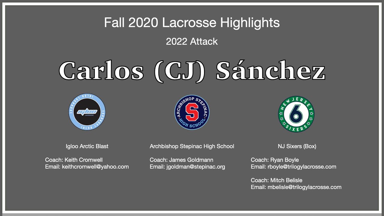 Carlos (CJ) Sanchez Fall 2020 Lacrosse Highlights Video - YouTube
