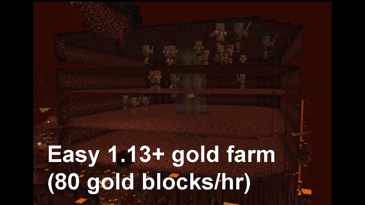 Easiest pigman gold farm 1.13+ (80 gold blocks/hr) - YouTube