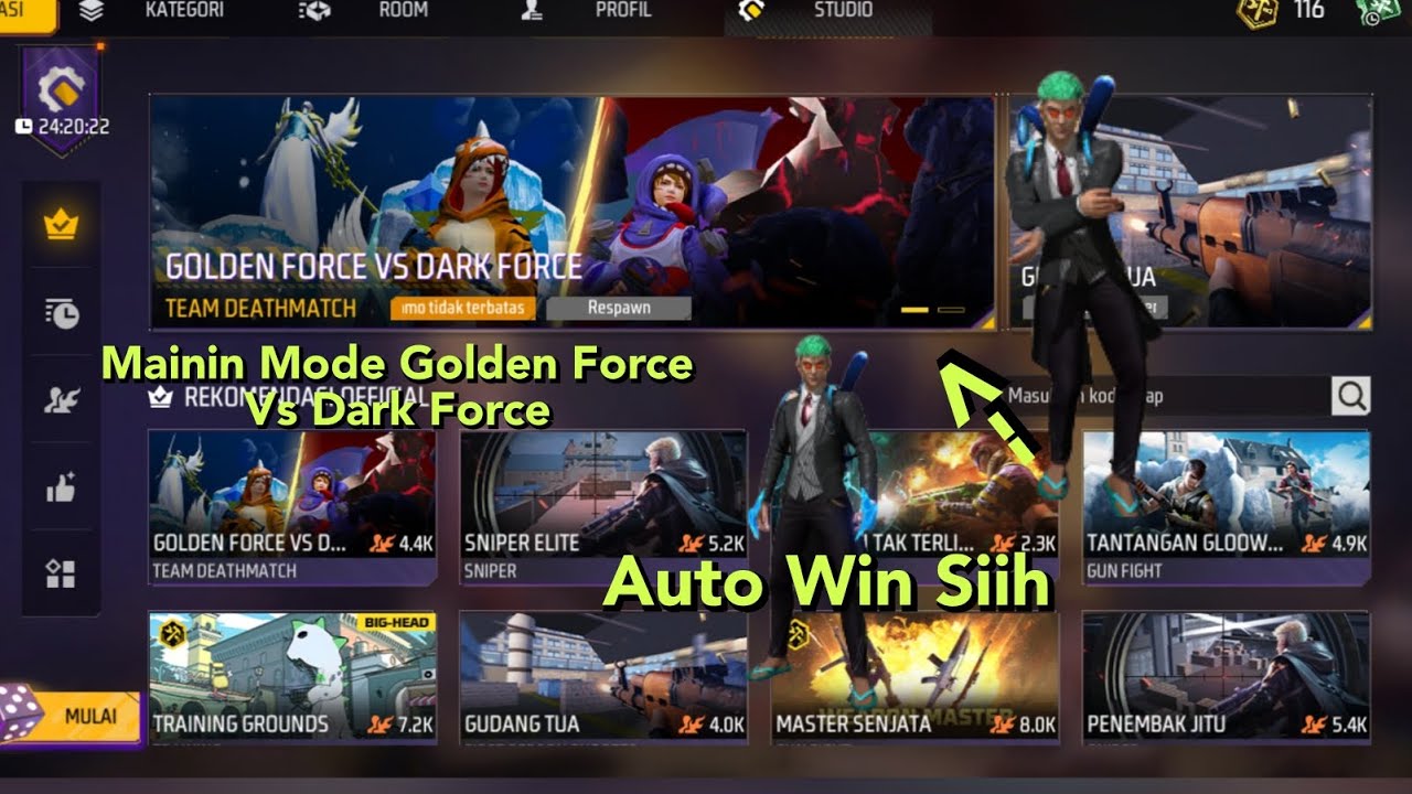 FREE FIRE 🔥 Gw Memainkan Mode Golden Force Vs Dark Force Dan Gw Auto Bantai² #freefireindonesia ...