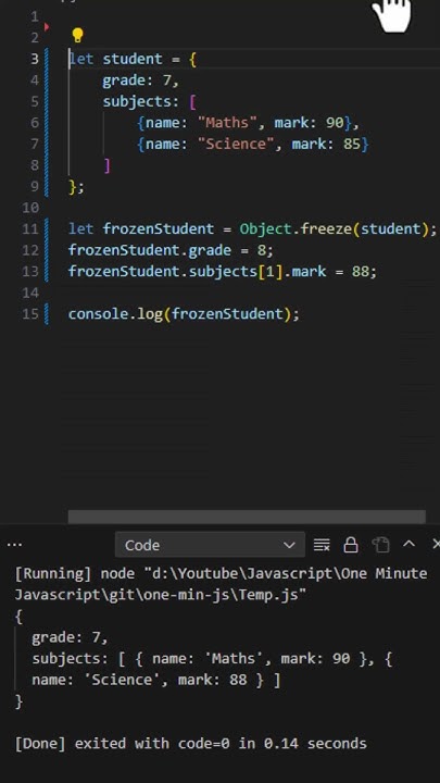 Javascript Freeze | JS Freeze | One Minute Javascript | 1 Min JS | Quick JS #shorts - YouTube